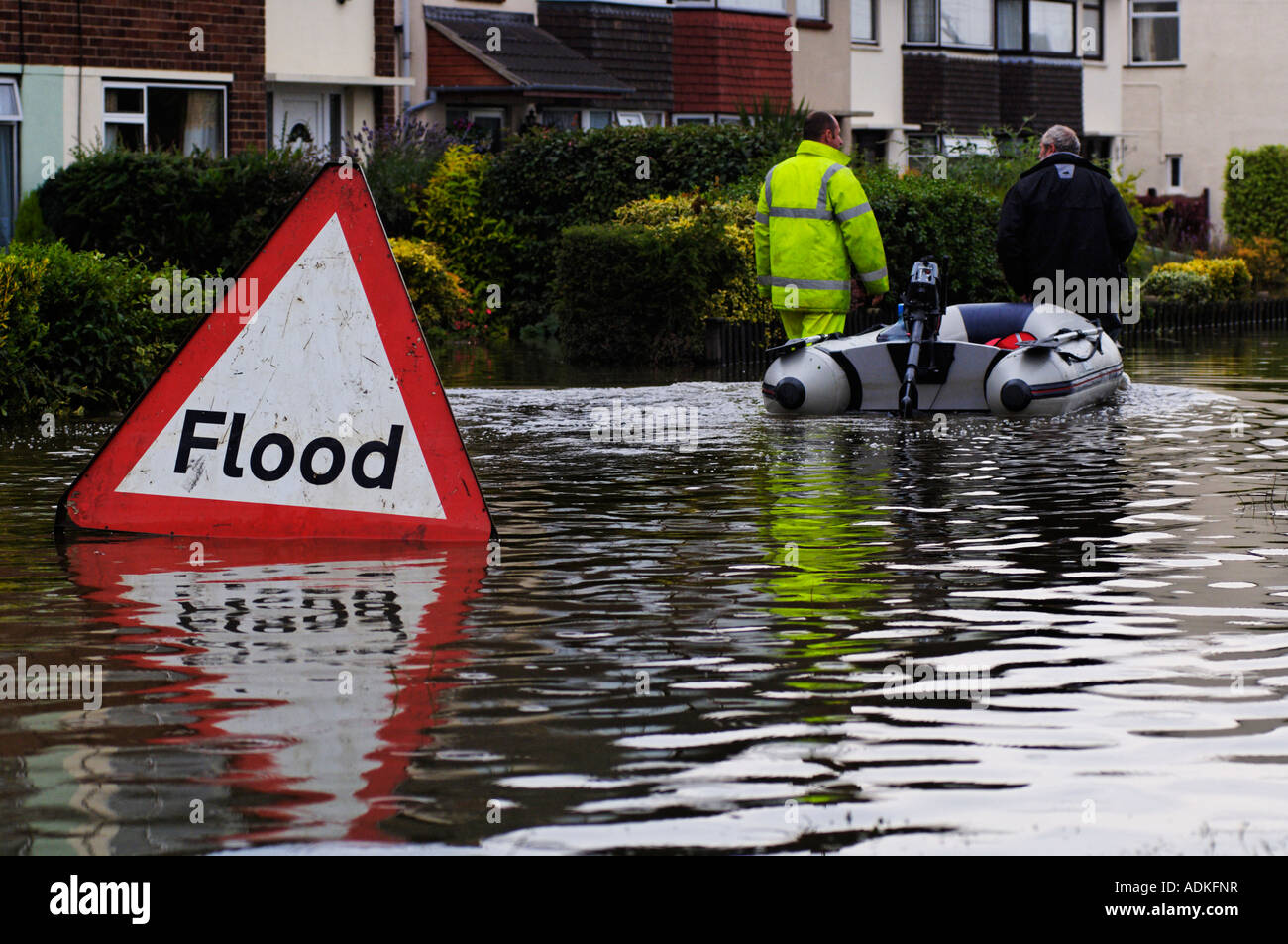 Flood water hit Tewkesbury UK after heavy rain in Summer 2007 Stock ...