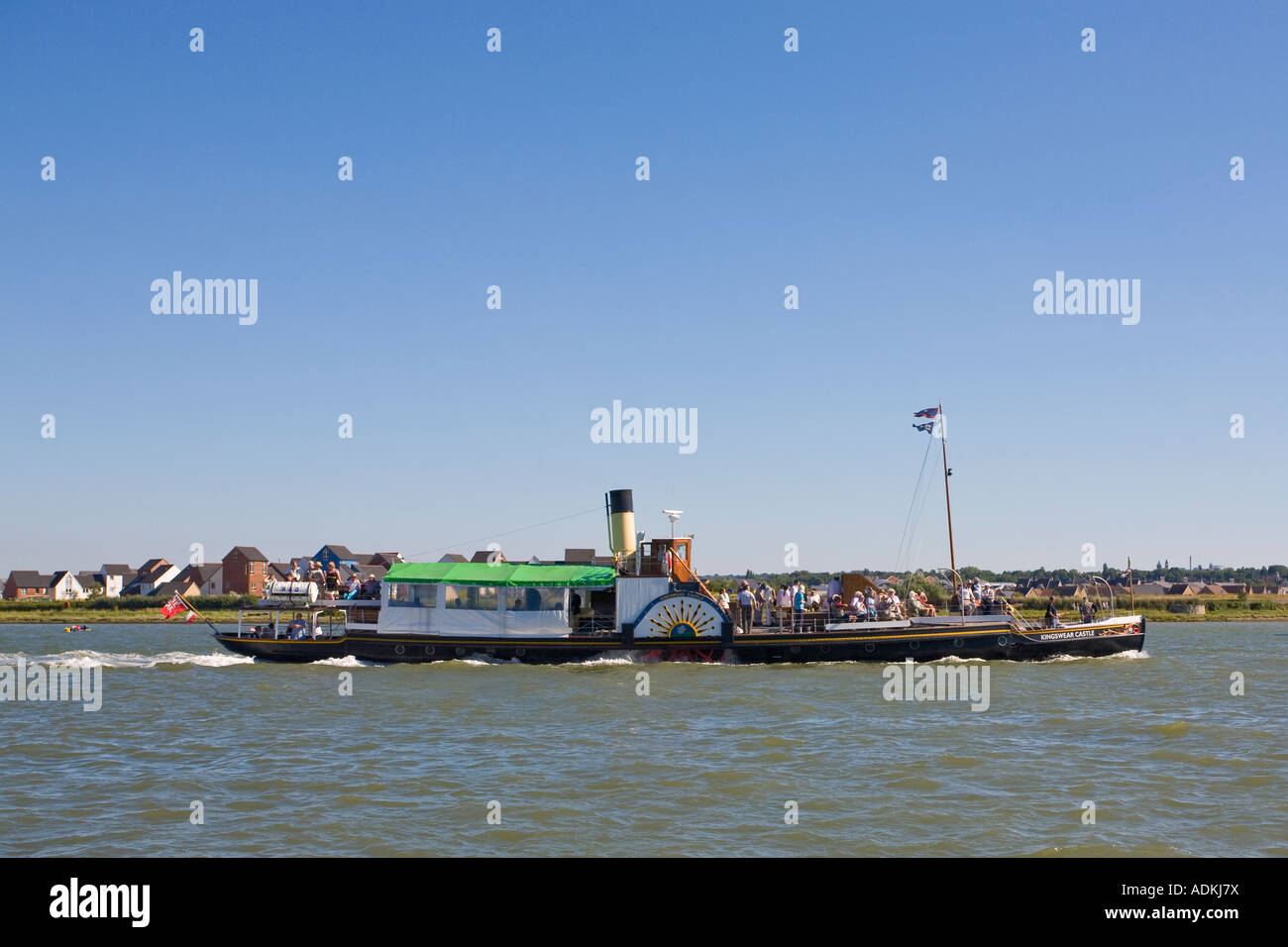 The coal-fired paddle steamer Kingswear Castle on the river Medway at ...