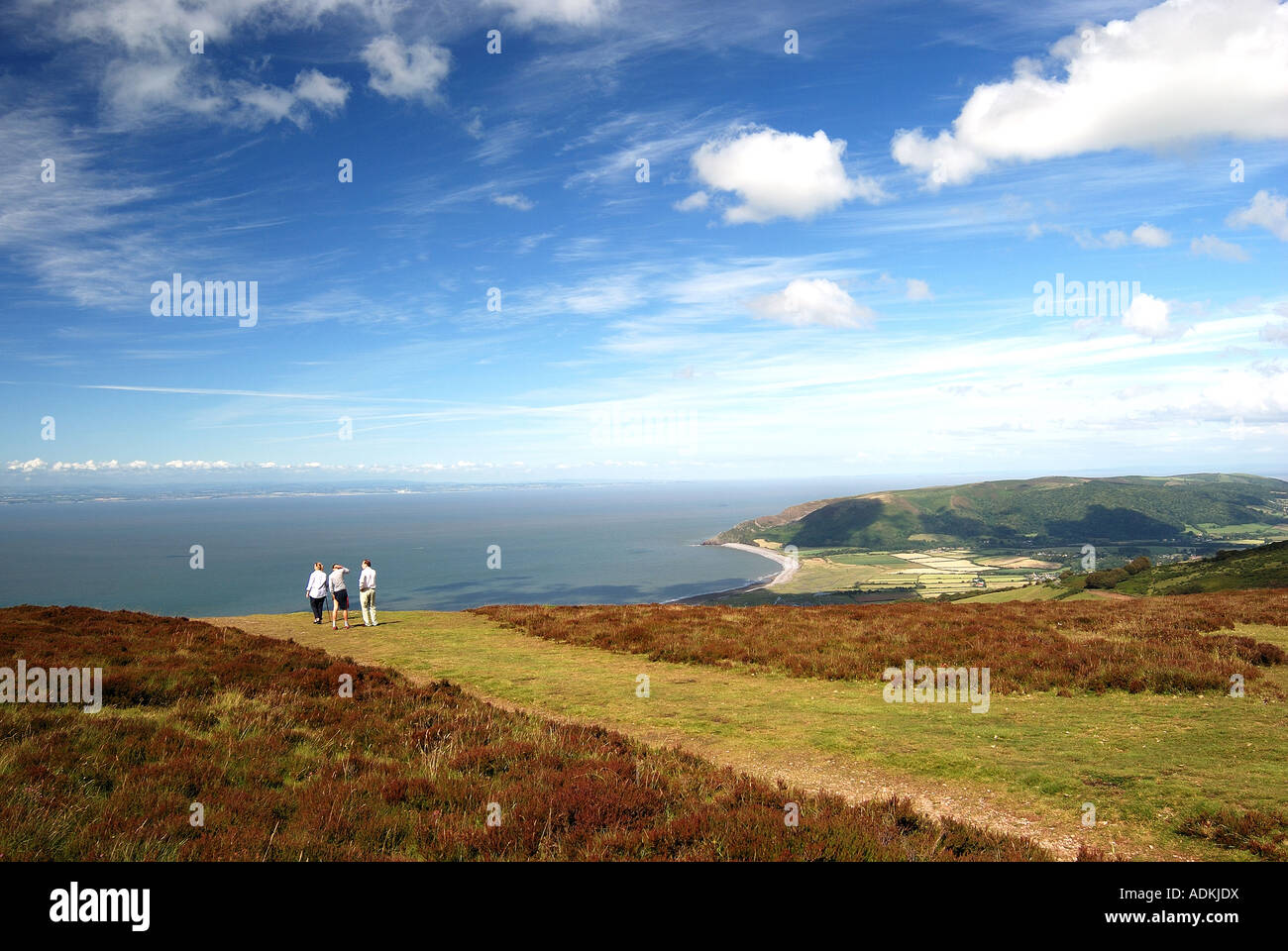 Looking across the Bristol Channel from near Porlock, Somerset, UK ...