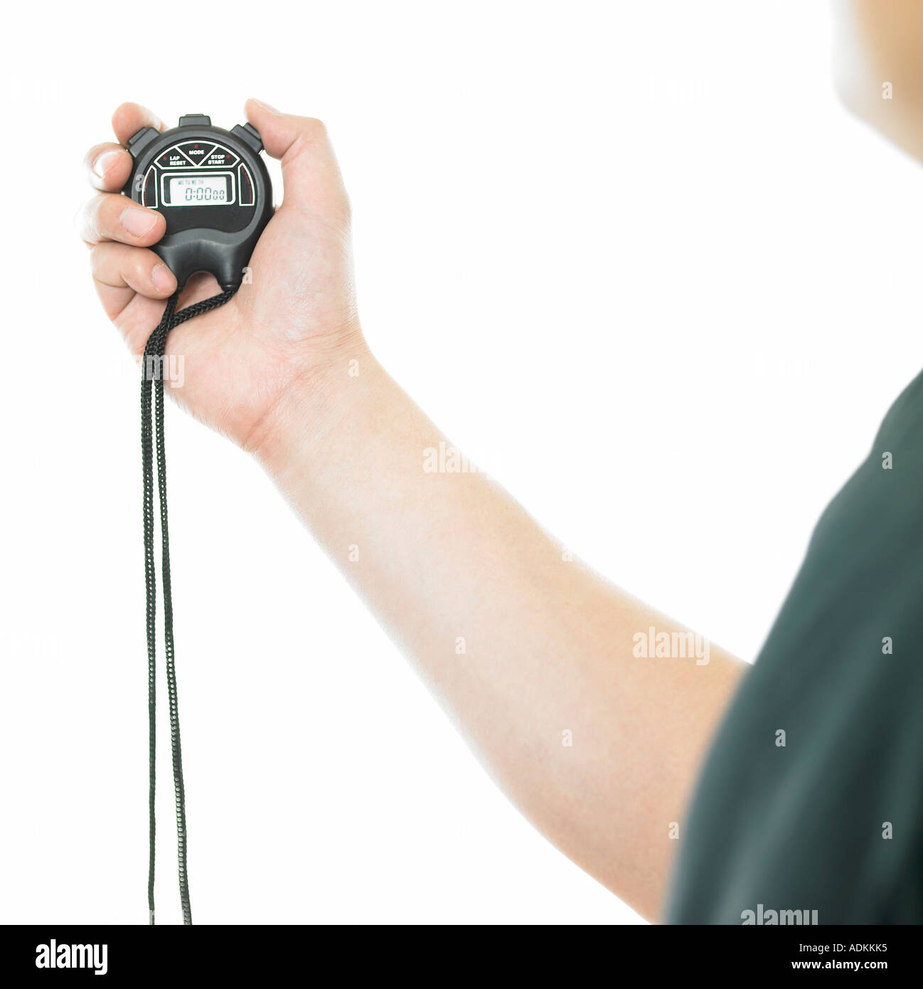 a man holding a stopwatch Stock Photo - Alamy