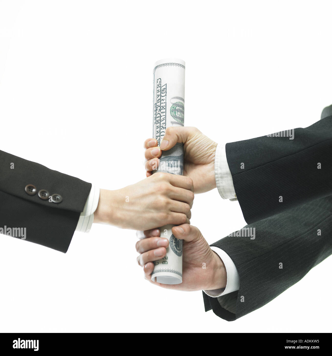business concept holding a baton made of paper money Stock Photo - Alamy