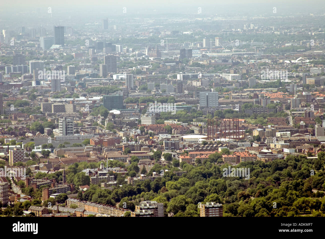 Oblique high level aerial view north west of Hackney across Victoria ...
