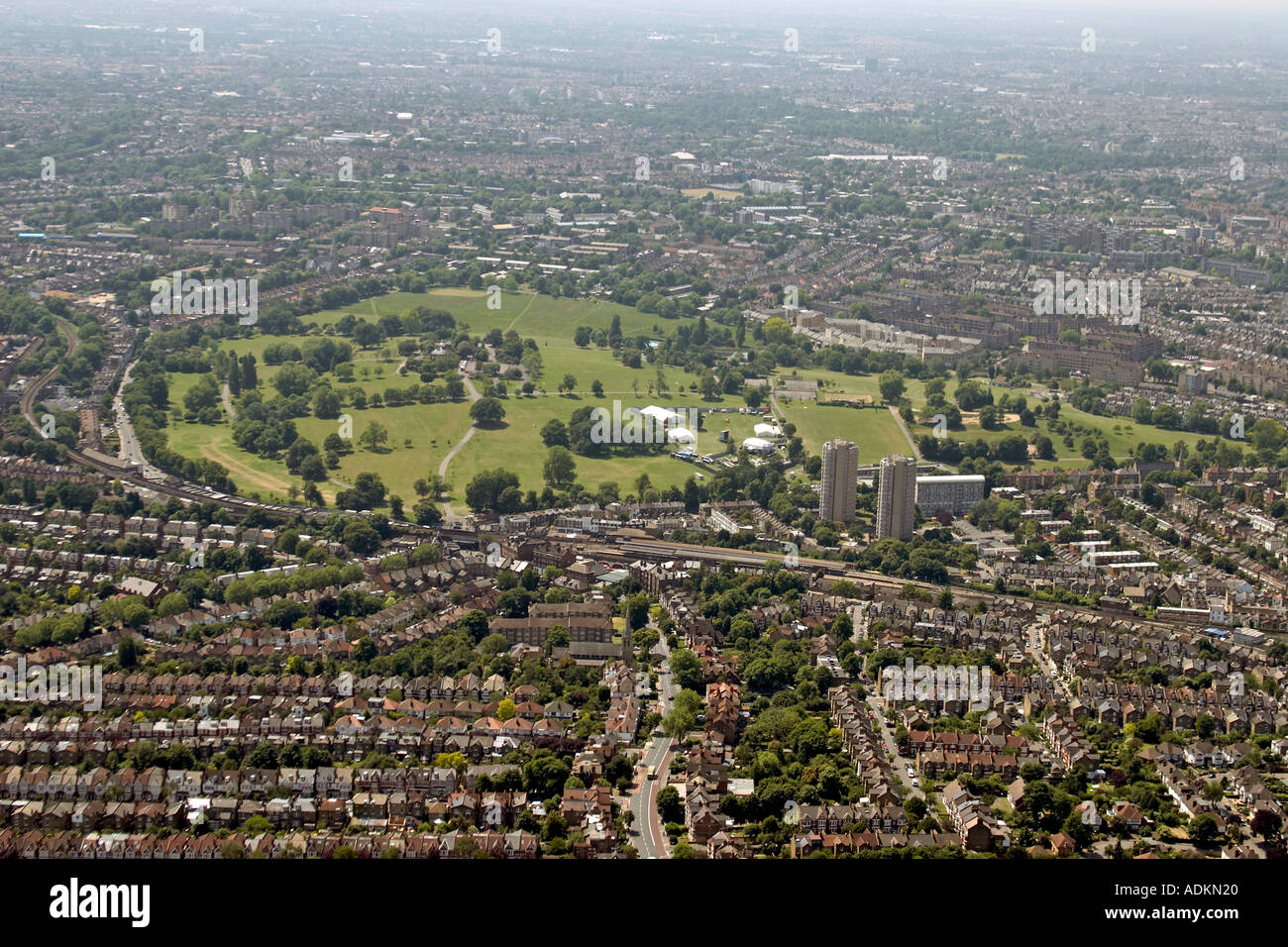 Oblique high level aerial view south west of Brockwell Park London SW2 ...