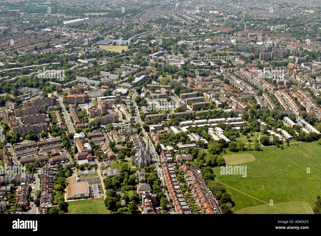 Oblique high level aerial view west of Tulse Hill and Streatham Hill ...