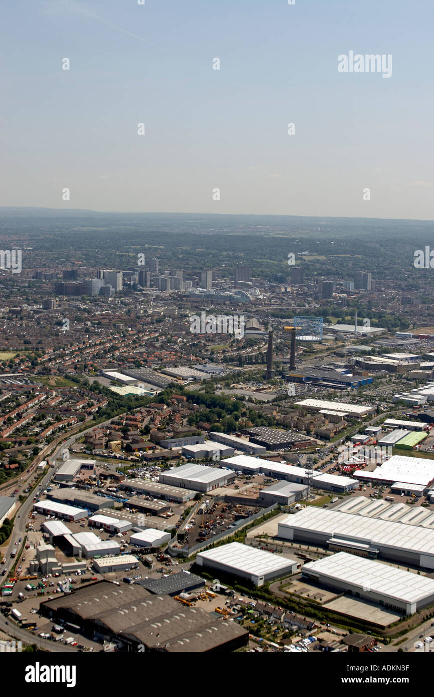 Oblique high level aerial view south east of Mitcham Common to Croydon ...