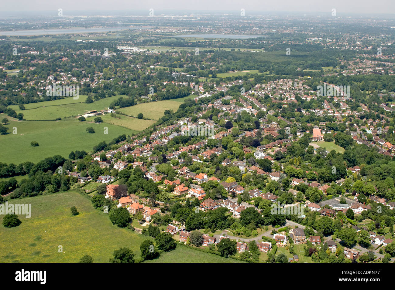 Oblique high level aerial view north west of Claygate to Esher area ...
