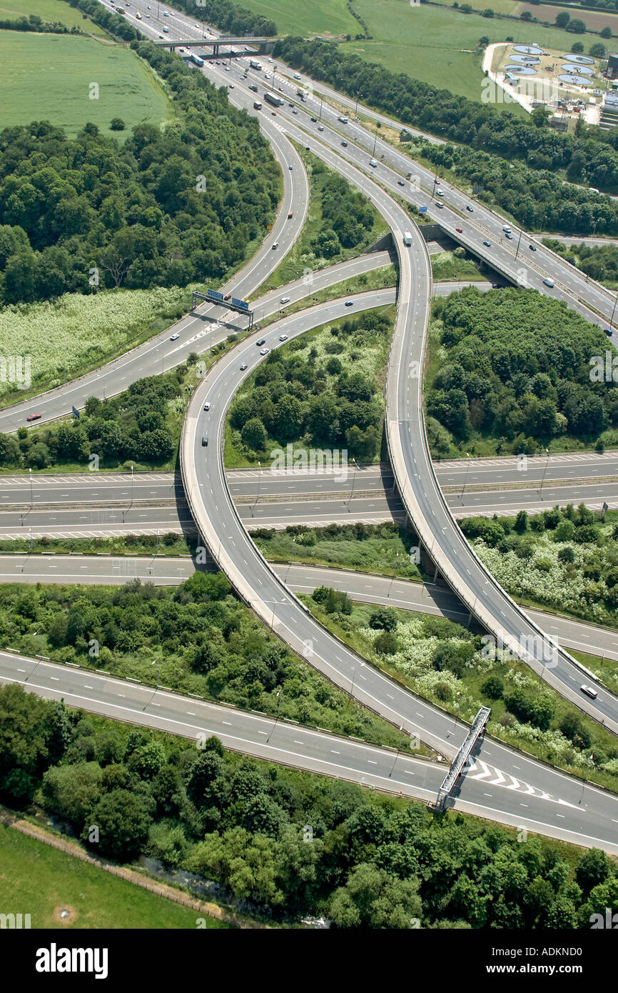 Oblique high level aerial view south east to Junction 2 and Junction12 ...