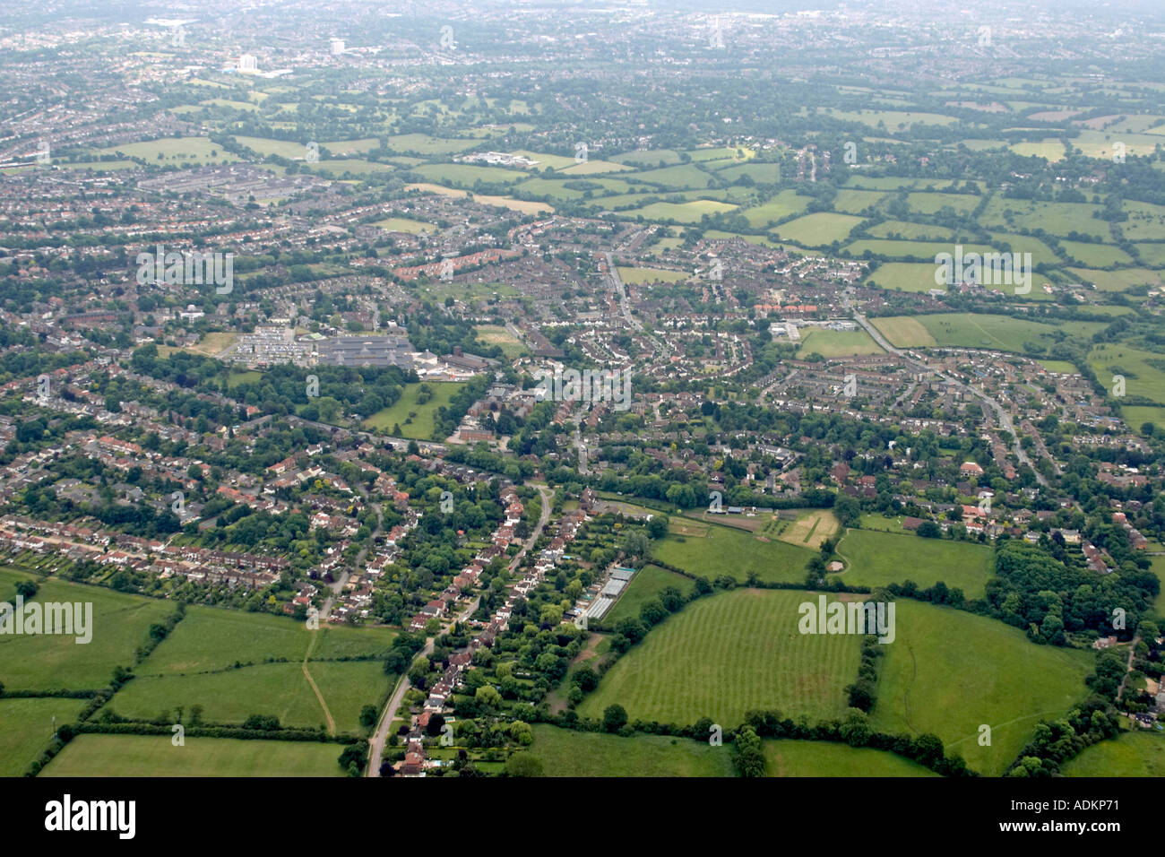 Oblique high level aerial view south east of High Barnet with Barnet ...