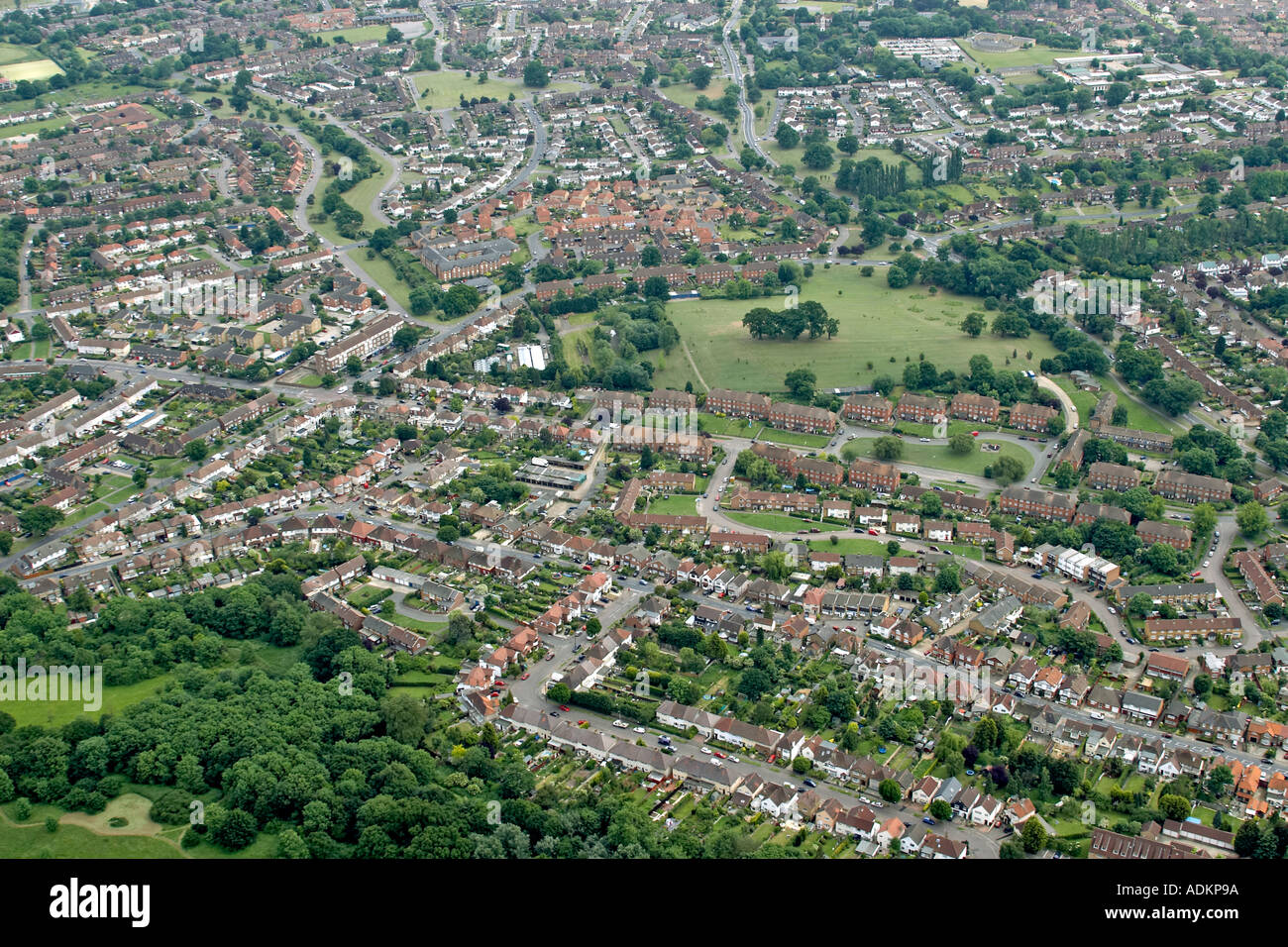 Oblique high level aerial view south east of Arewater green with ...