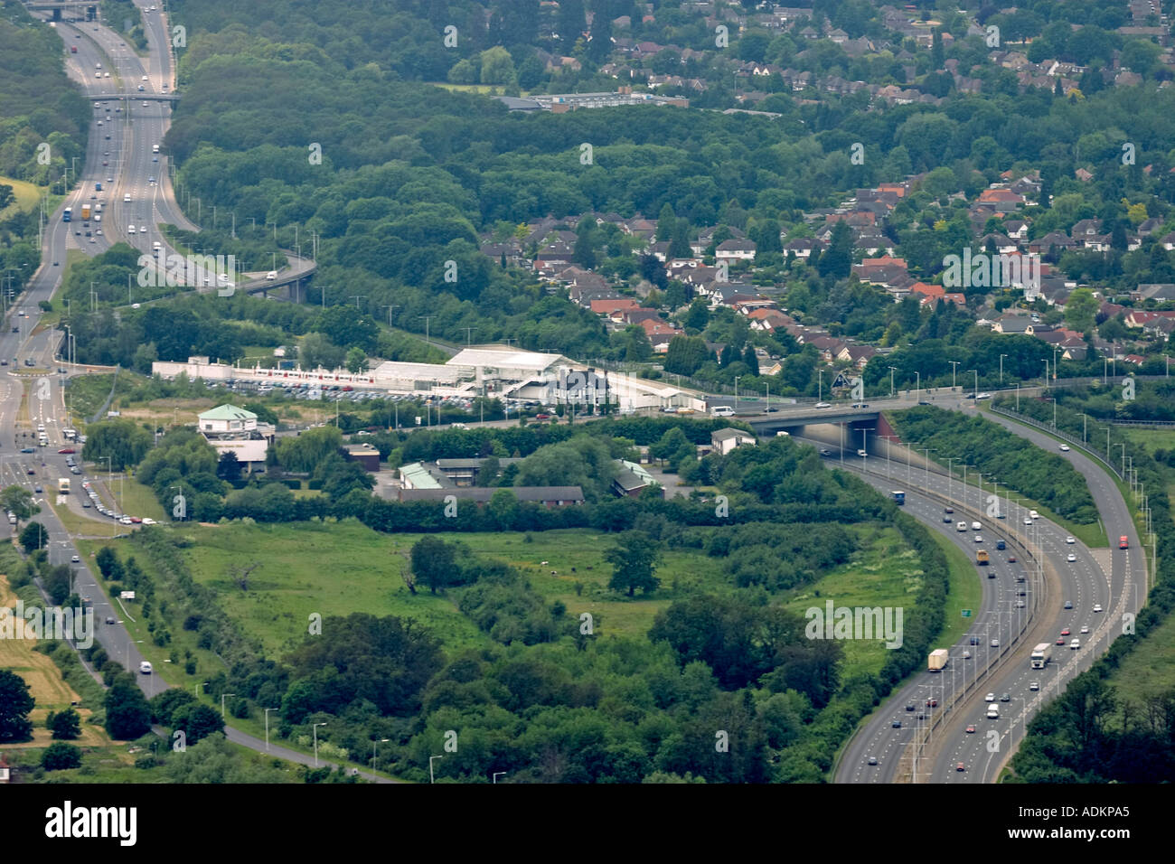 Oblique high level aerial view west of Hillingon with Hillingdon ...