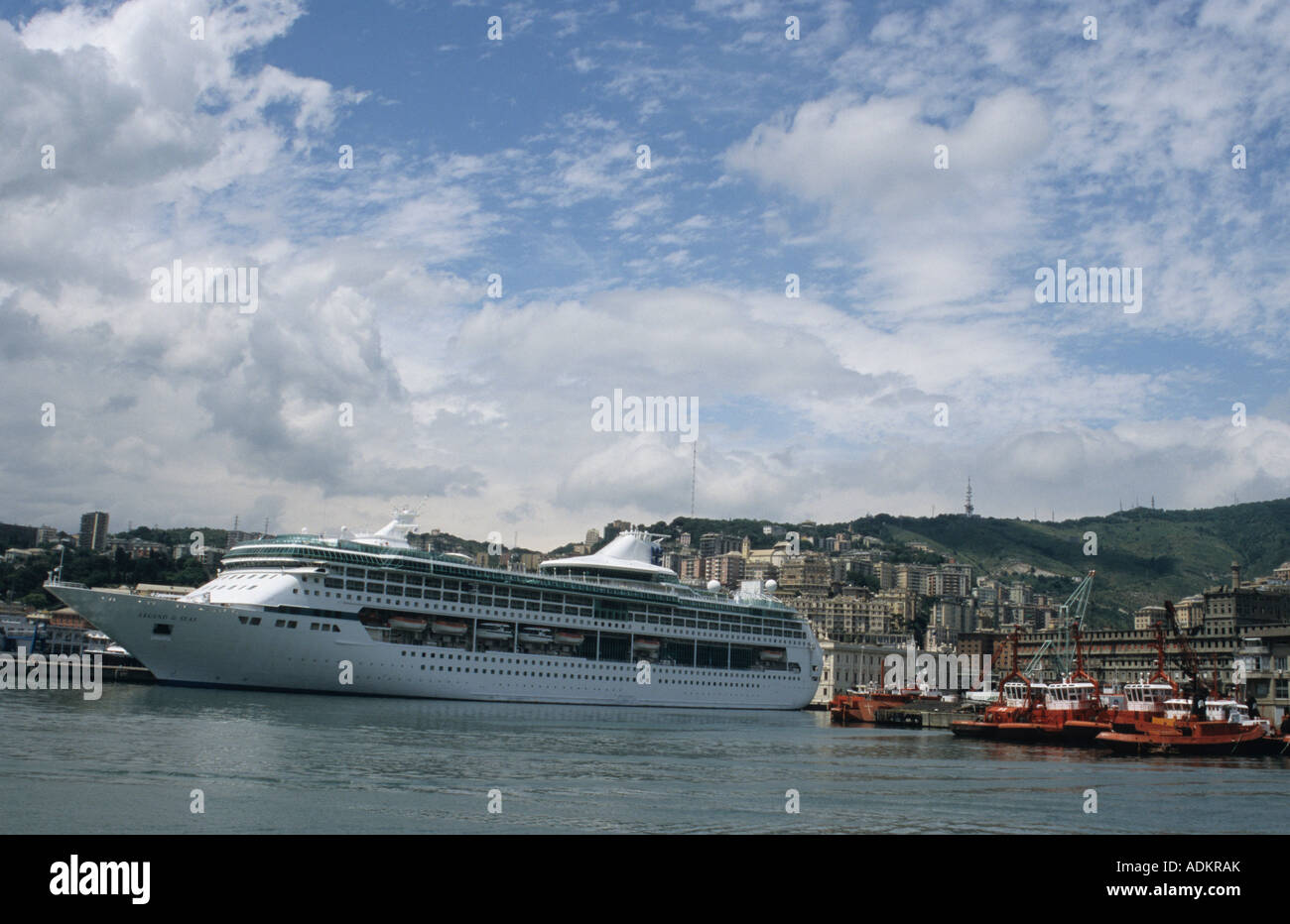 The port of Genoa with liners ferries and sailing ships Stock Photo - Alamy
