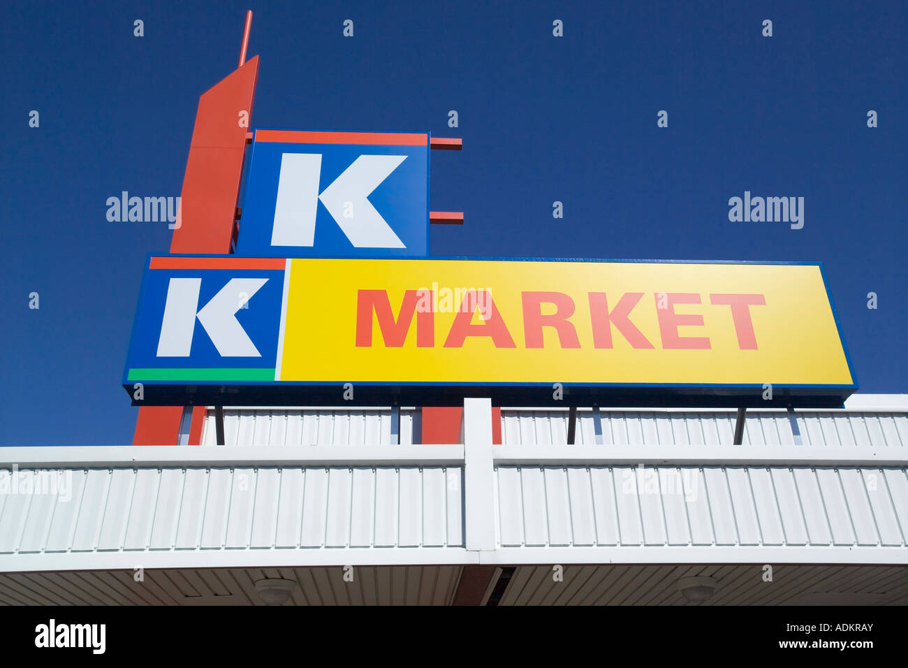 K market logo against blue sky Finland Stock Photo - Alamy