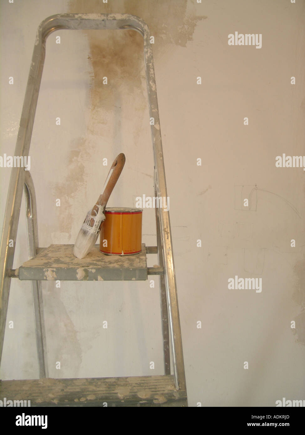 DIY paint brush & step ladder Stock Photo - Alamy