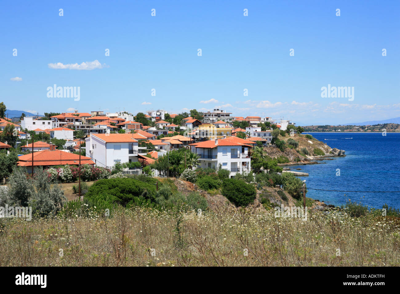 main village of the island Amouliani off the Athos Peninsula on the ...
