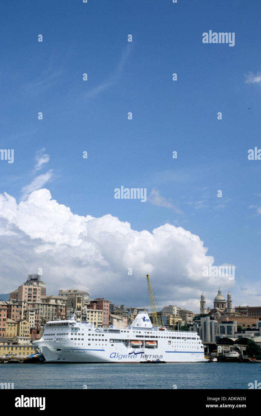 The port of Genoa with liners ferries and sailing ships Stock Photo - Alamy