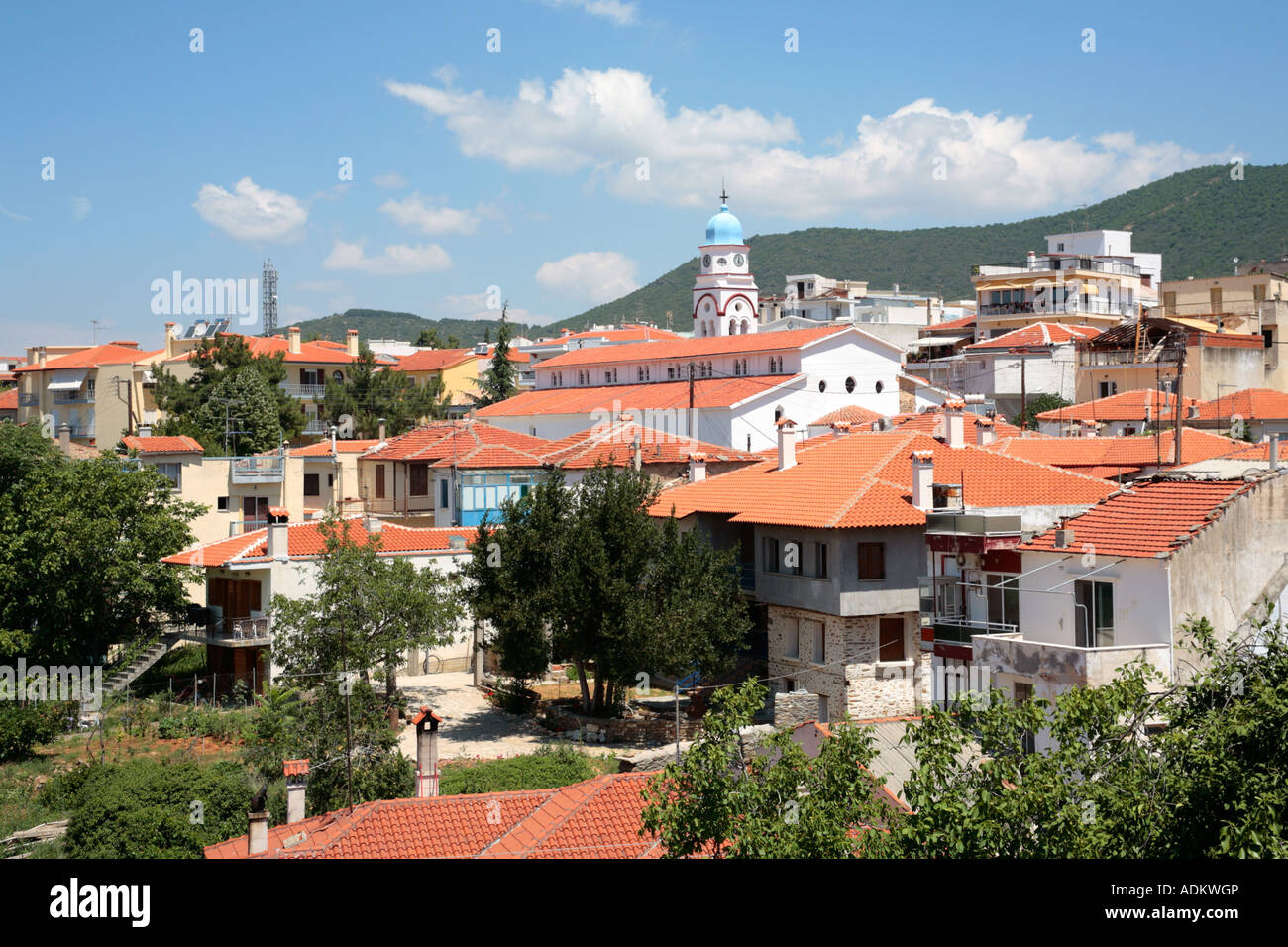 town centre of Poligyros, the main town on the peninsula of Chalcidice ...