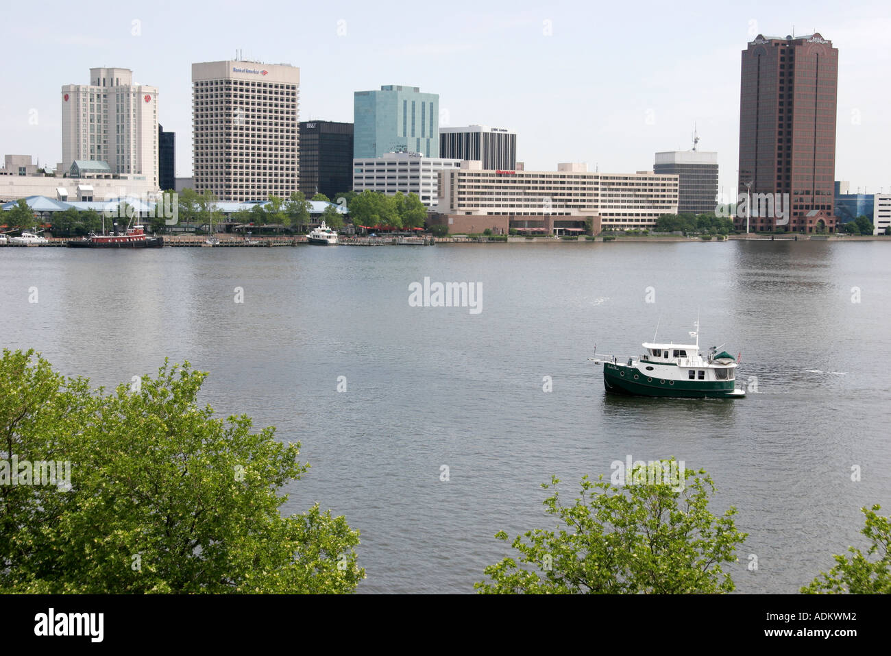 Norfolk Virginia,Elizabeth River water downtown skyline,cityscape ...
