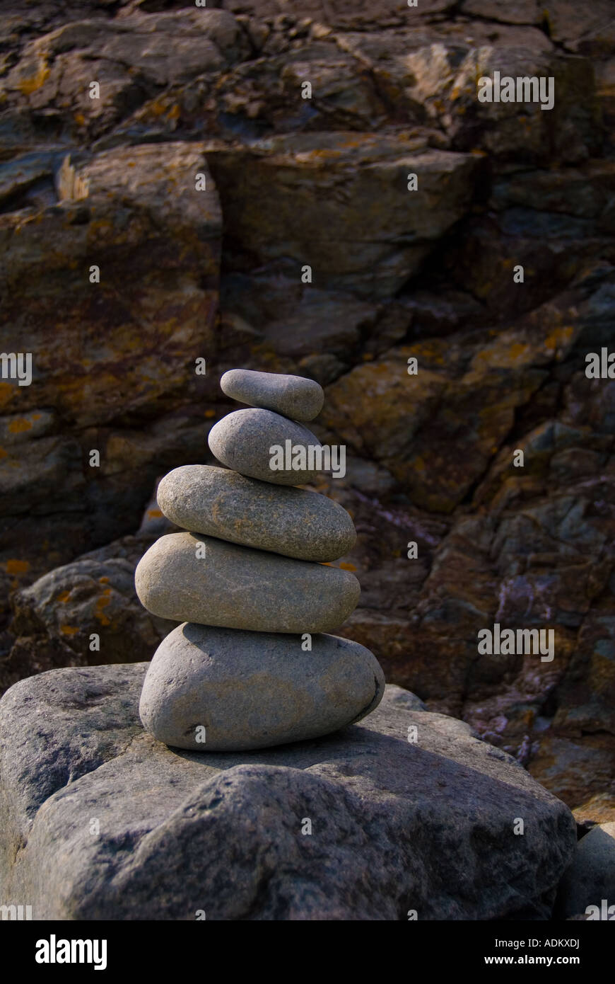 A Tower of Five Pebbles Stock Photo - Alamy