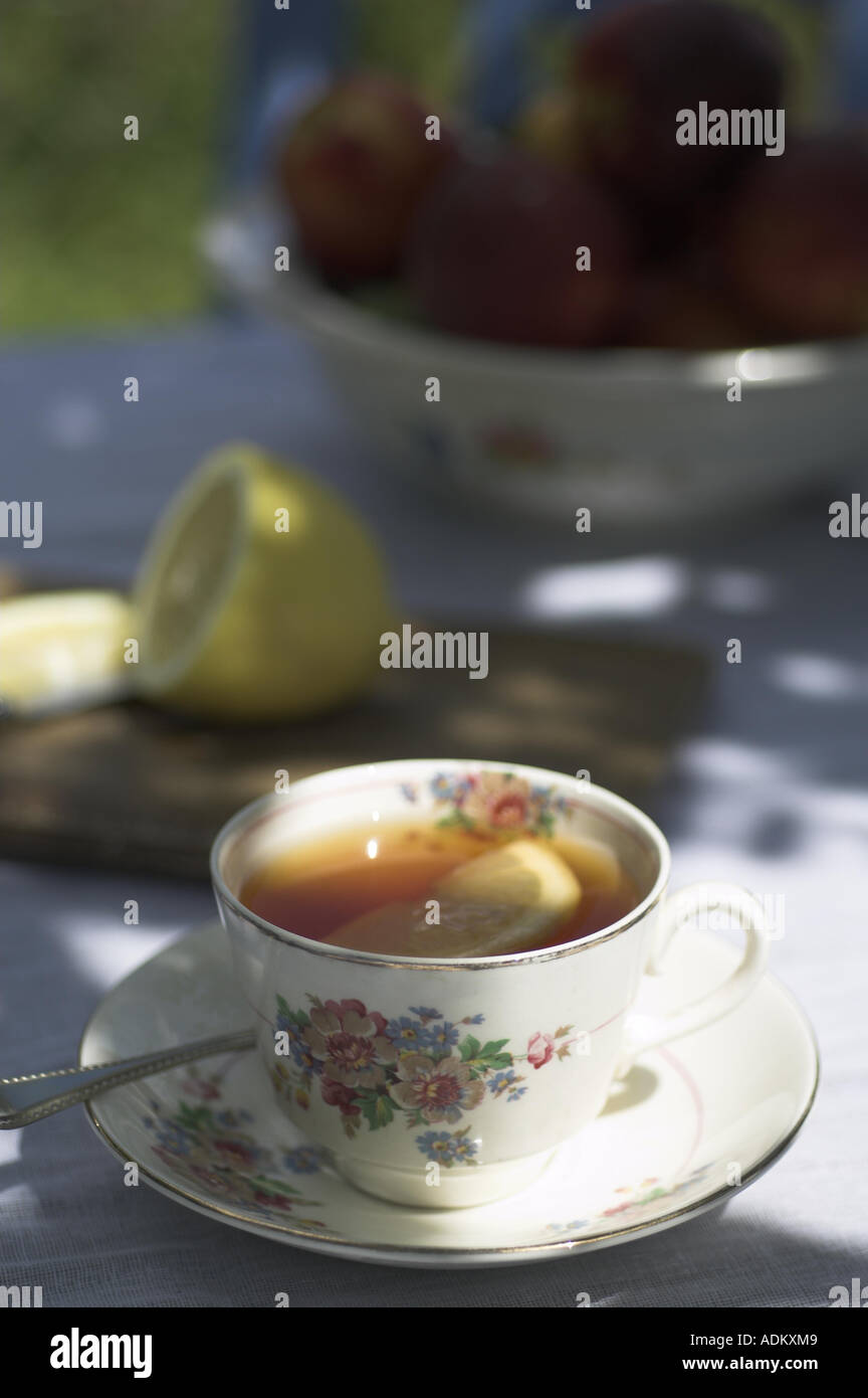 lemon tea in an English summer garden UK June Stock Photo - Alamy