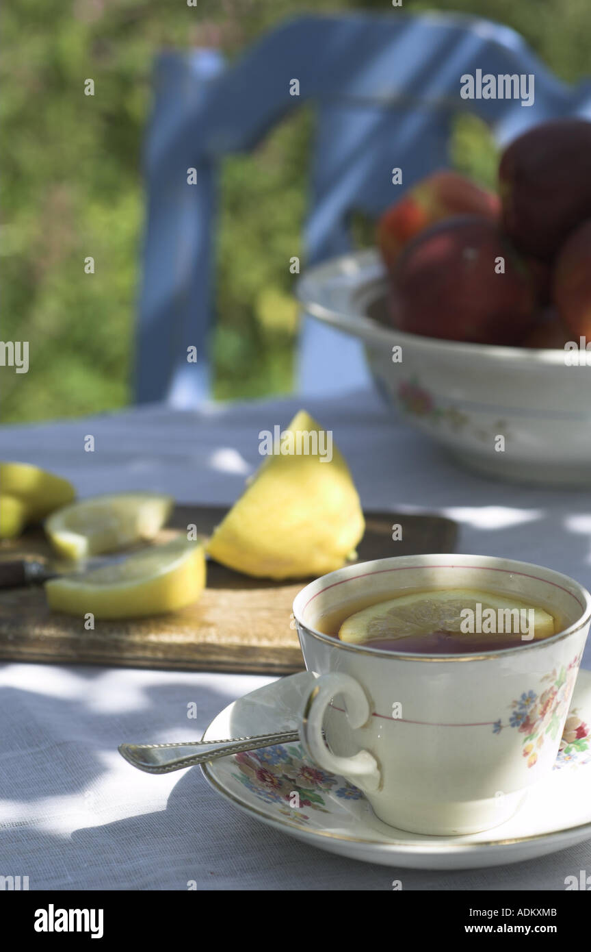 lemon tea in an English summer garden UK June Stock Photo - Alamy