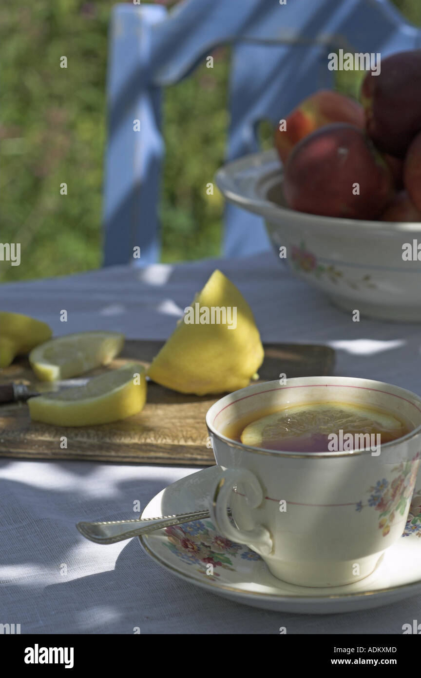lemon tea in an English summer garden Uk June Stock Photo - Alamy