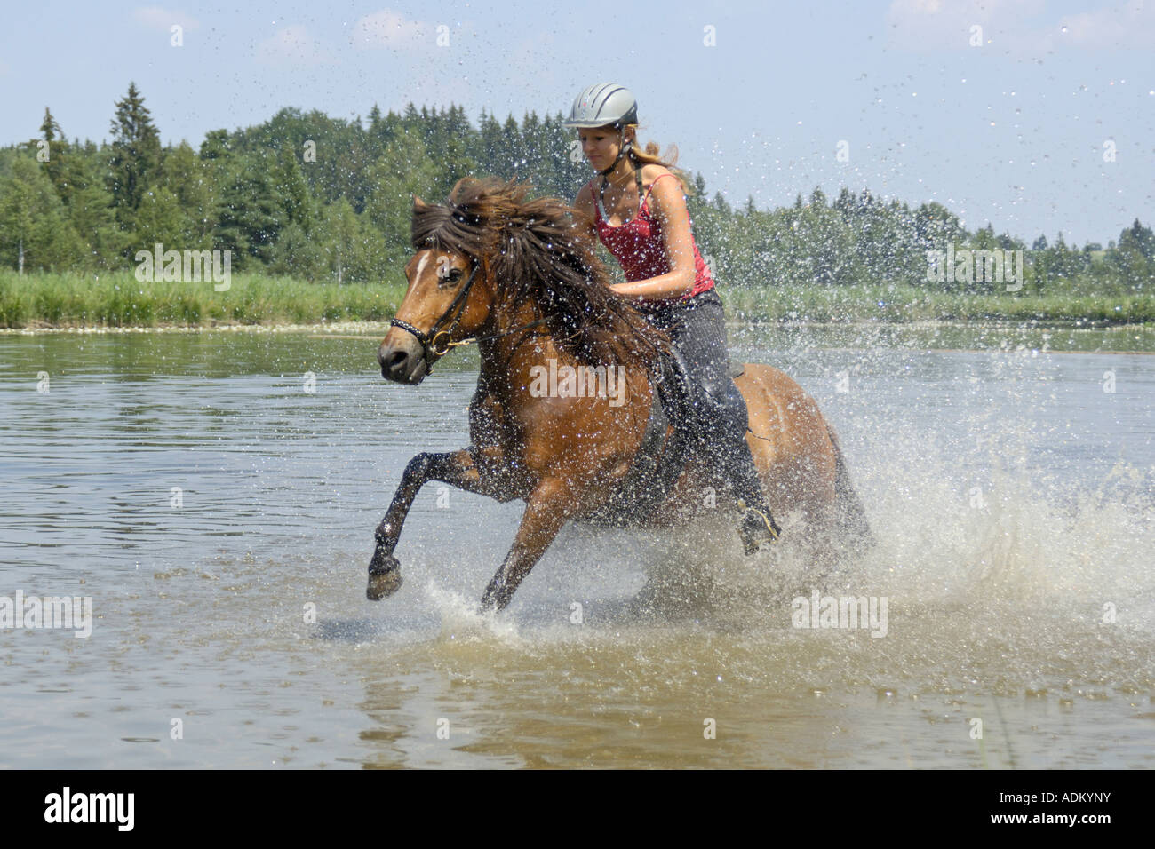 Riding fun girl water gallop hi-res stock photography and images - Alamy