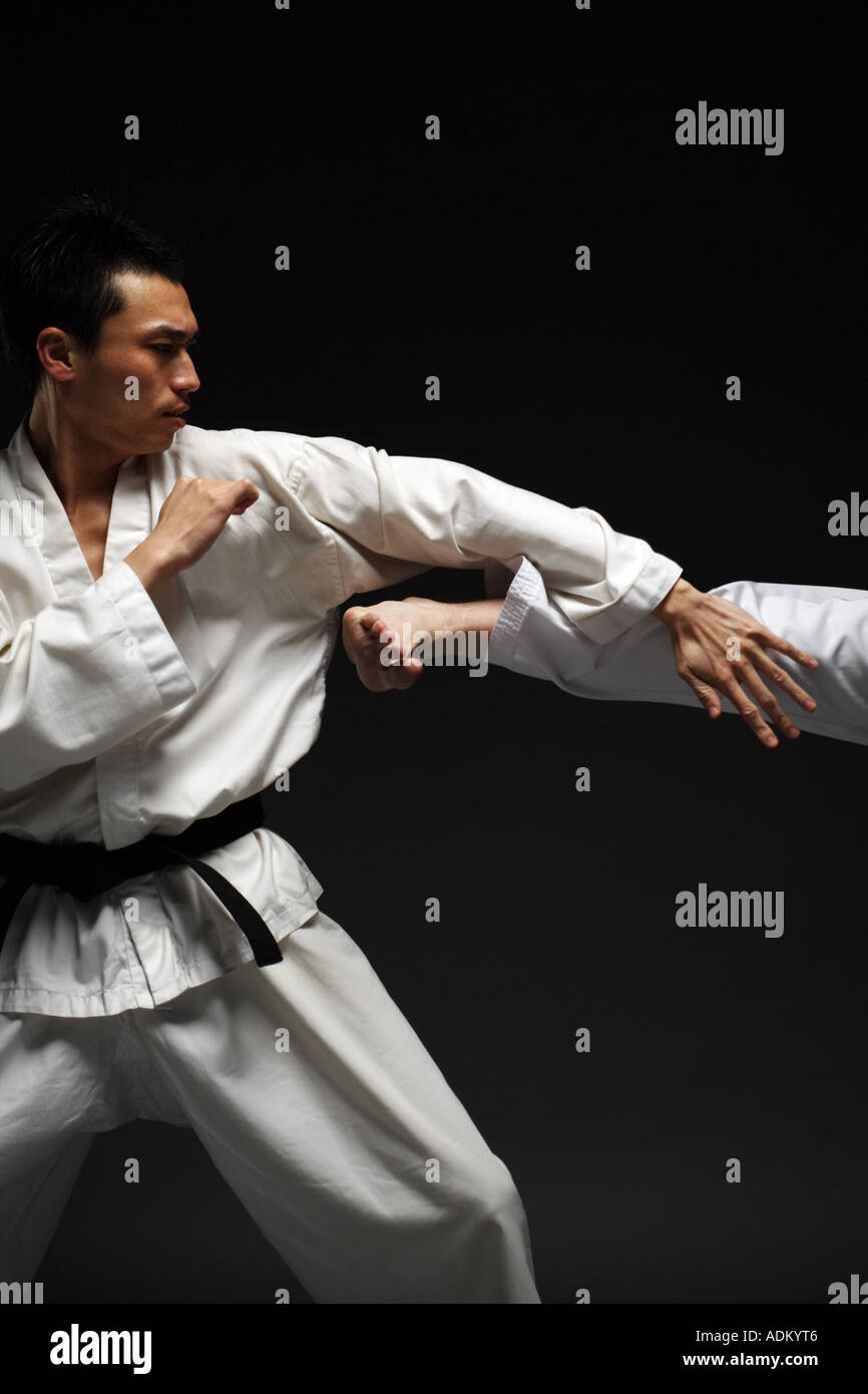 Blackbelt Blocking Kick Stock Photo - Alamy