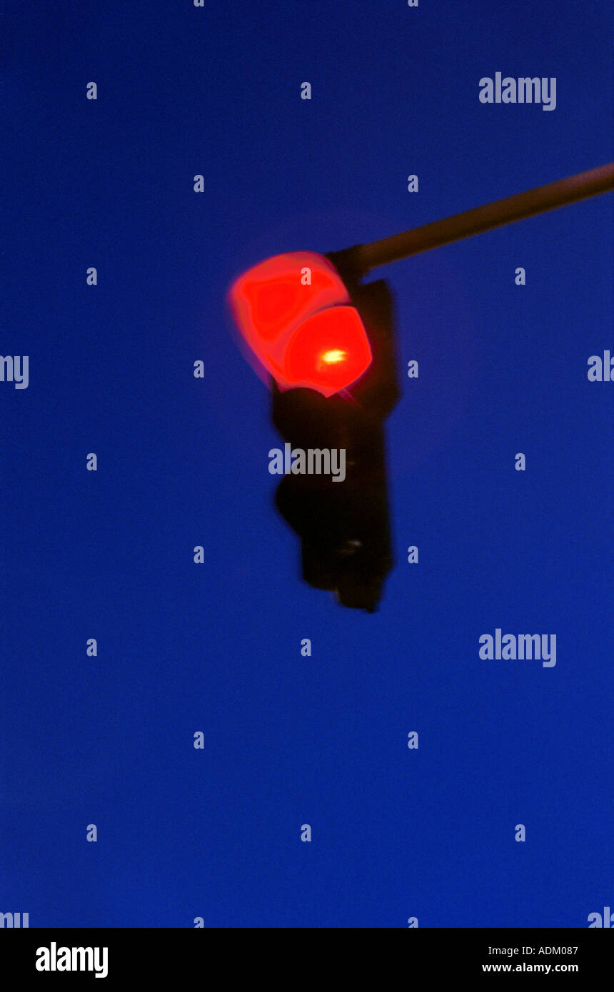 traffic lights on red at night Stock Photo - Alamy