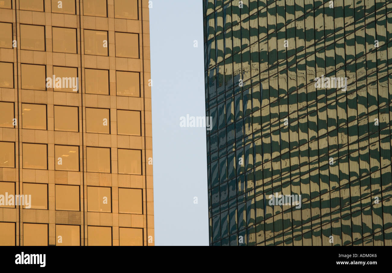 downtown office buildings next to Harbor Freeway 110 Los Angeles ...