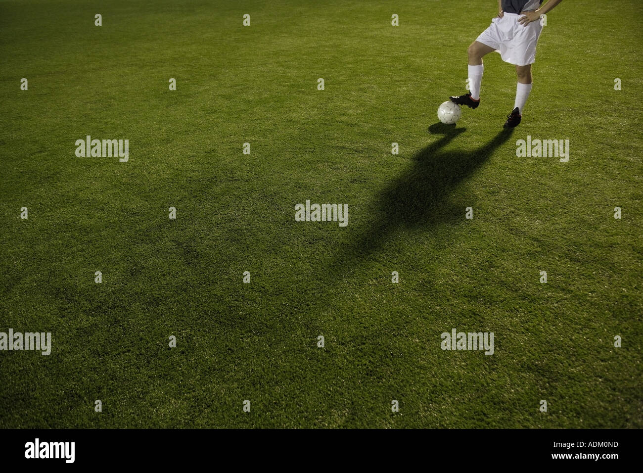 Soccer Player and Ball Standing In Open Field Stock Photo - Alamy