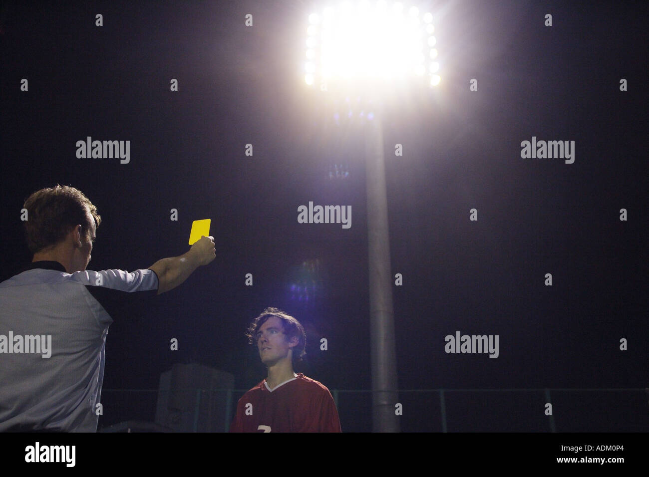 Soccer Player Receiving Yellow Card Warning From Ref Stock Photo - Alamy