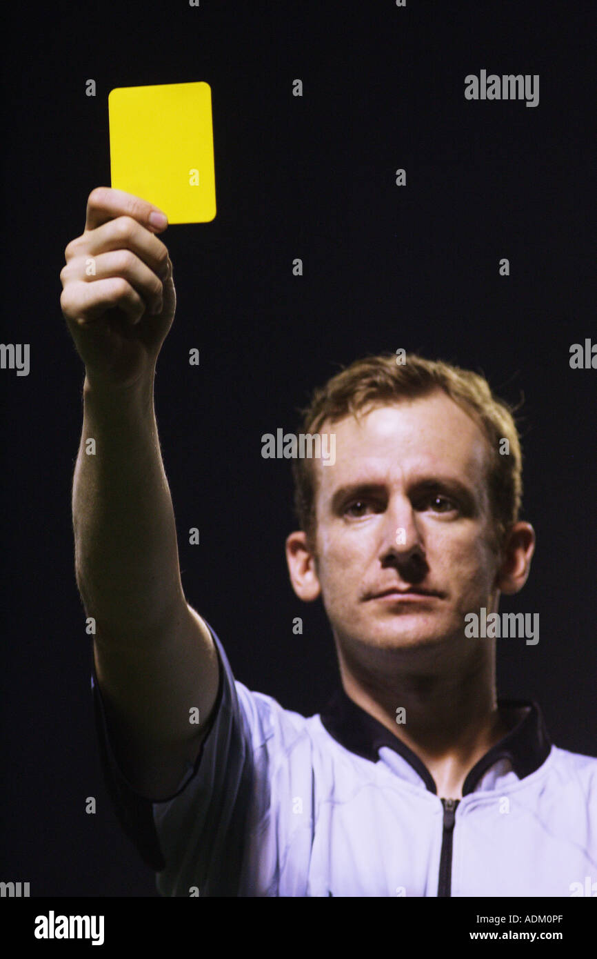 Ref Showing Yellow Card Stock Photo - Alamy