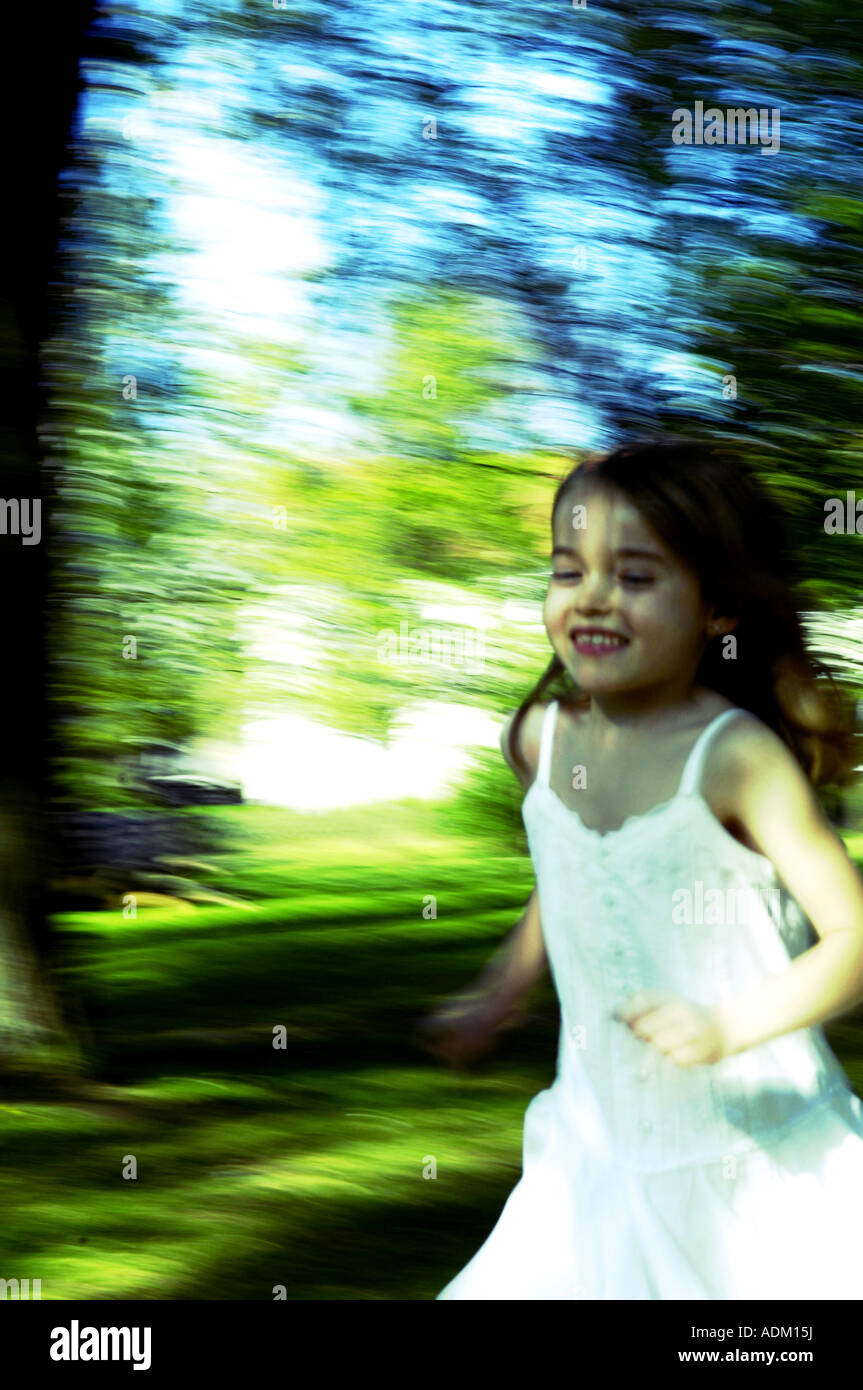 girl child six seven happy positive colour color lomo style run running ...