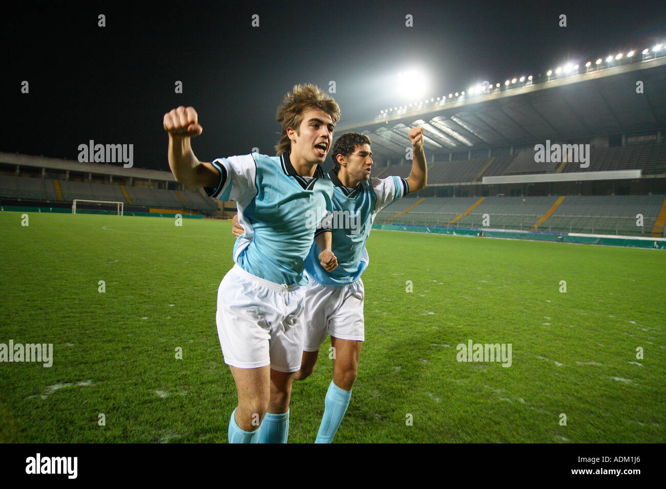 Two Soccer Players Celebrating Stock Photo - Alamy