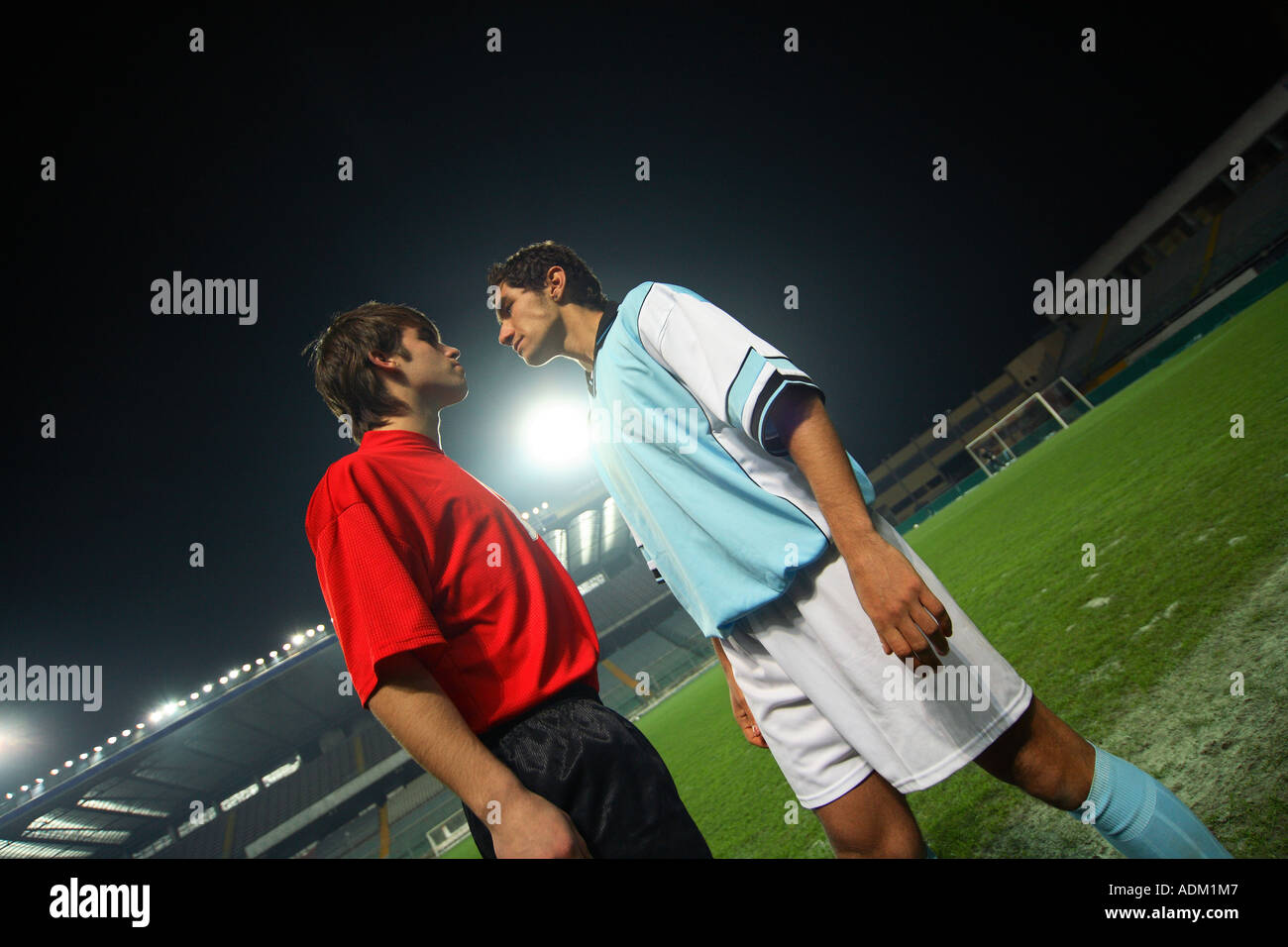 Two Soccer Players Facing Off Stock Photo - Alamy