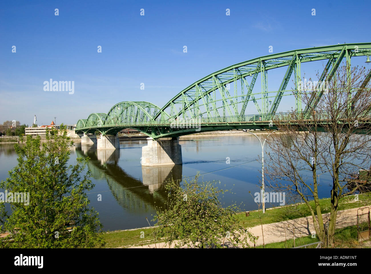 Komarom, Western Transdanubia, Hungary. Bridge across the River Danube ...