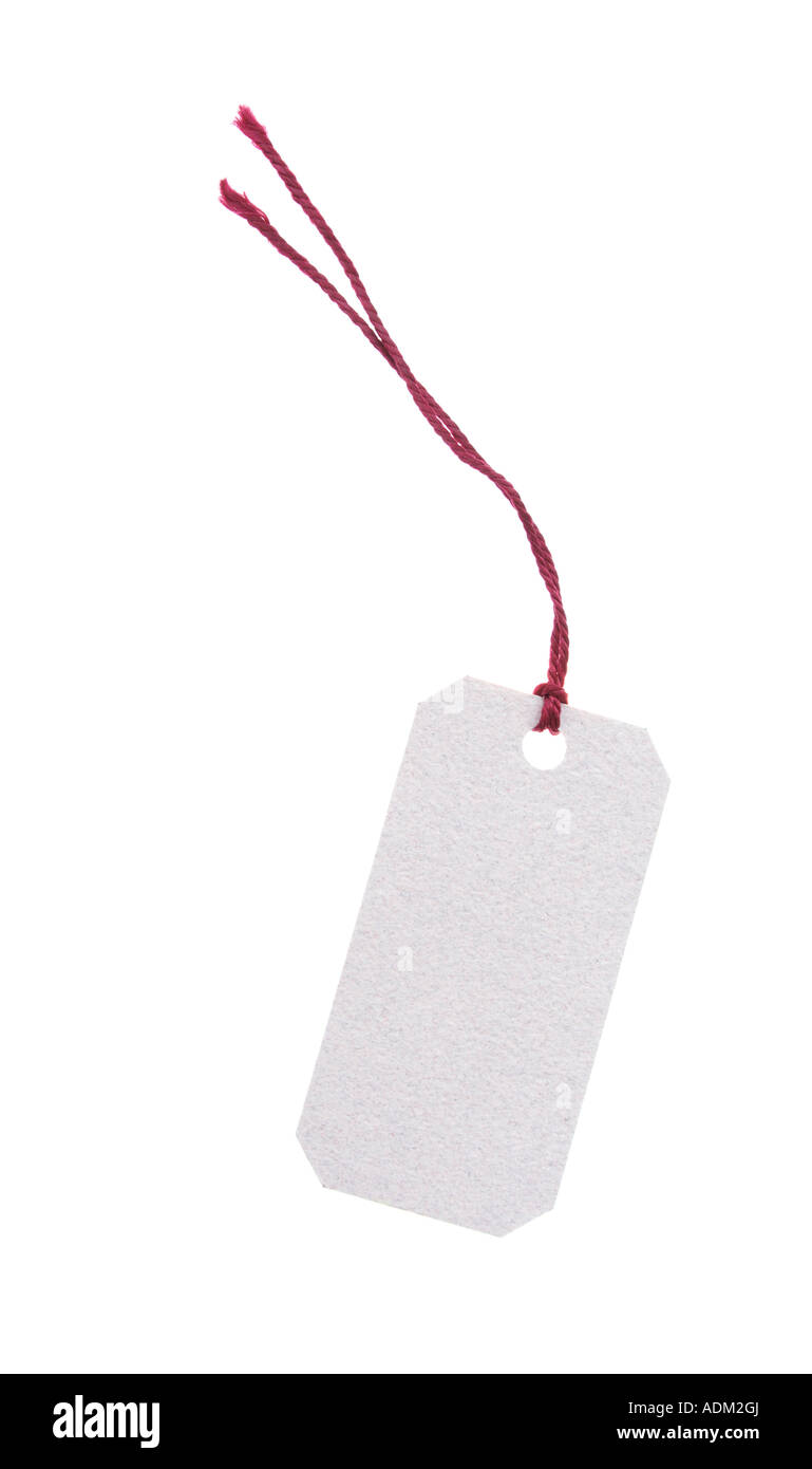 tag with red thread isolated on white background (Clipping Path ...