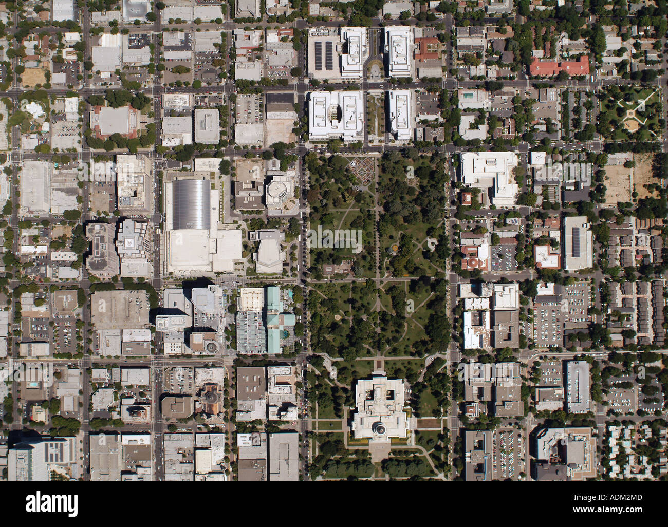 aerial view straight down State Capitol government offices capital area ...