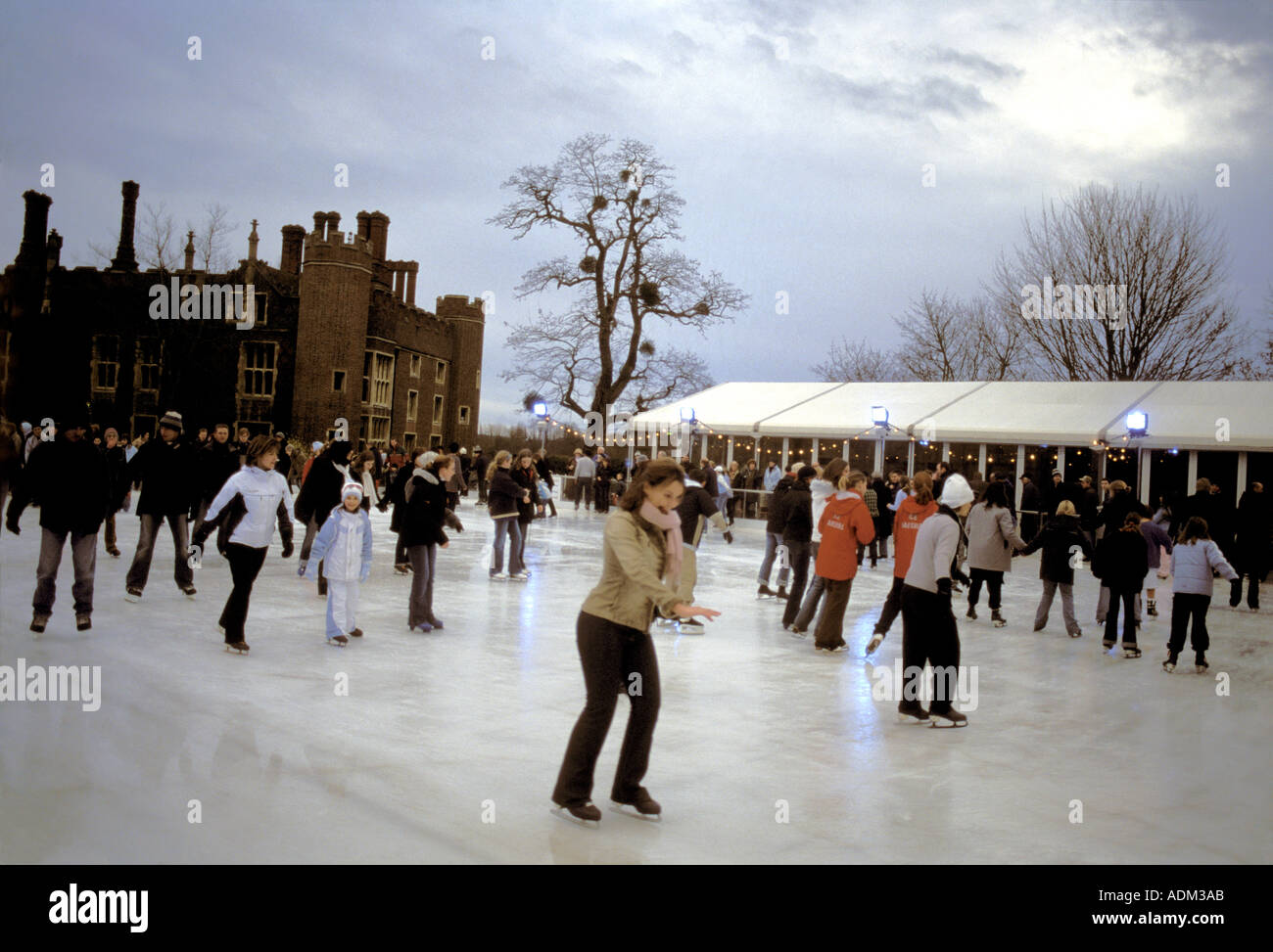 Ice Skaters at Hampton Court Palace Seasonal Ice Rink December East ...
