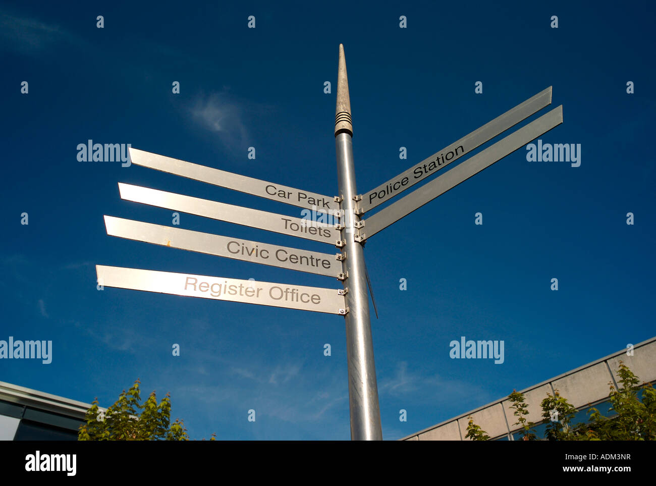 Town information direction sign in Harlow in Essex UK Stock Photo - Alamy