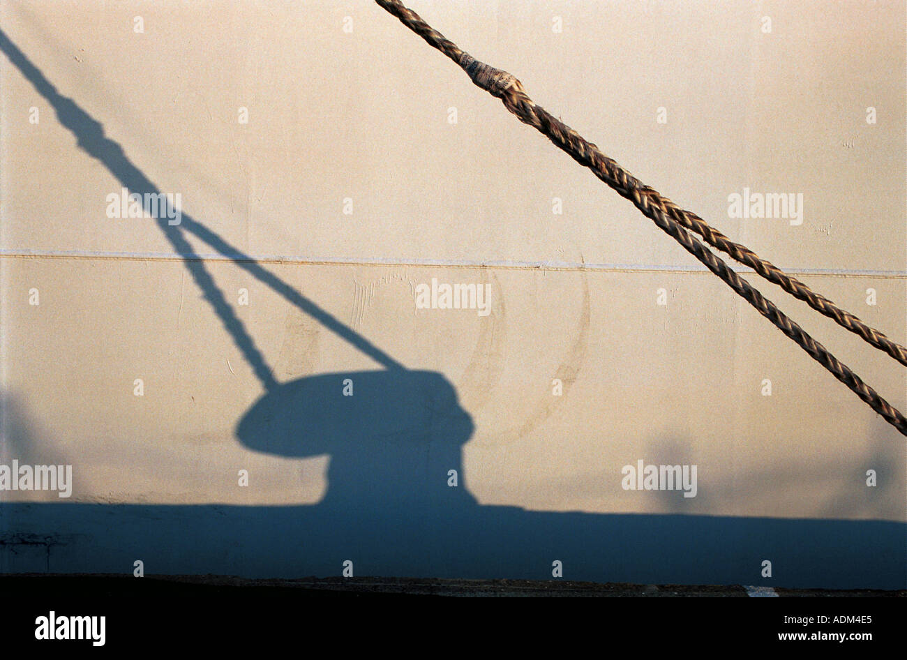 ship s rope and mooring shadow Stock Photo - Alamy