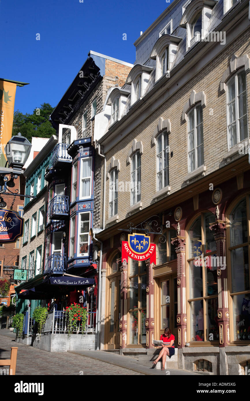 Canada Quebec Québec City lower town street scene Stock Photo - Alamy