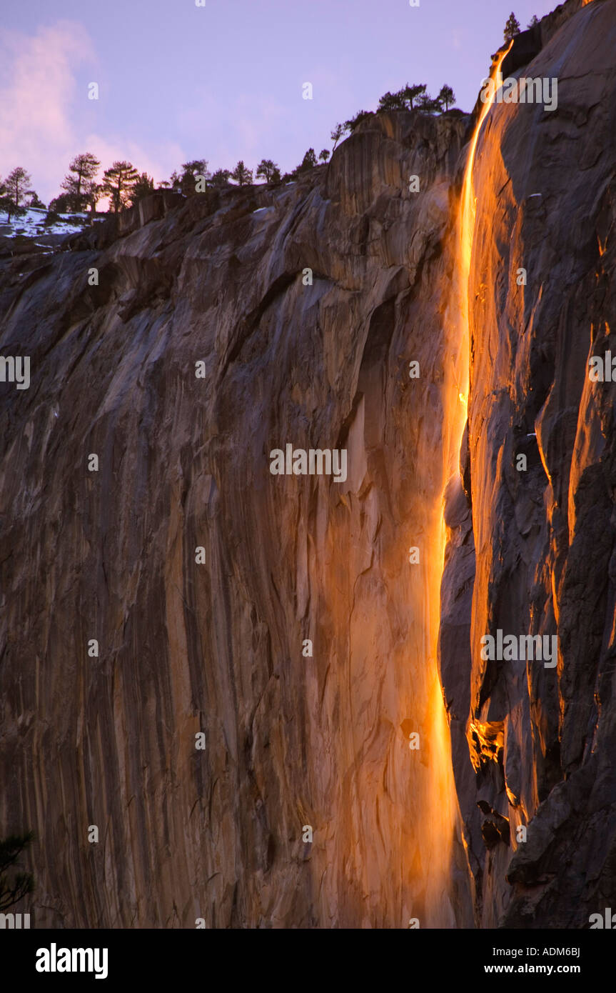 USA California Yosemite National Park Late afternoon light on Horsetail ...