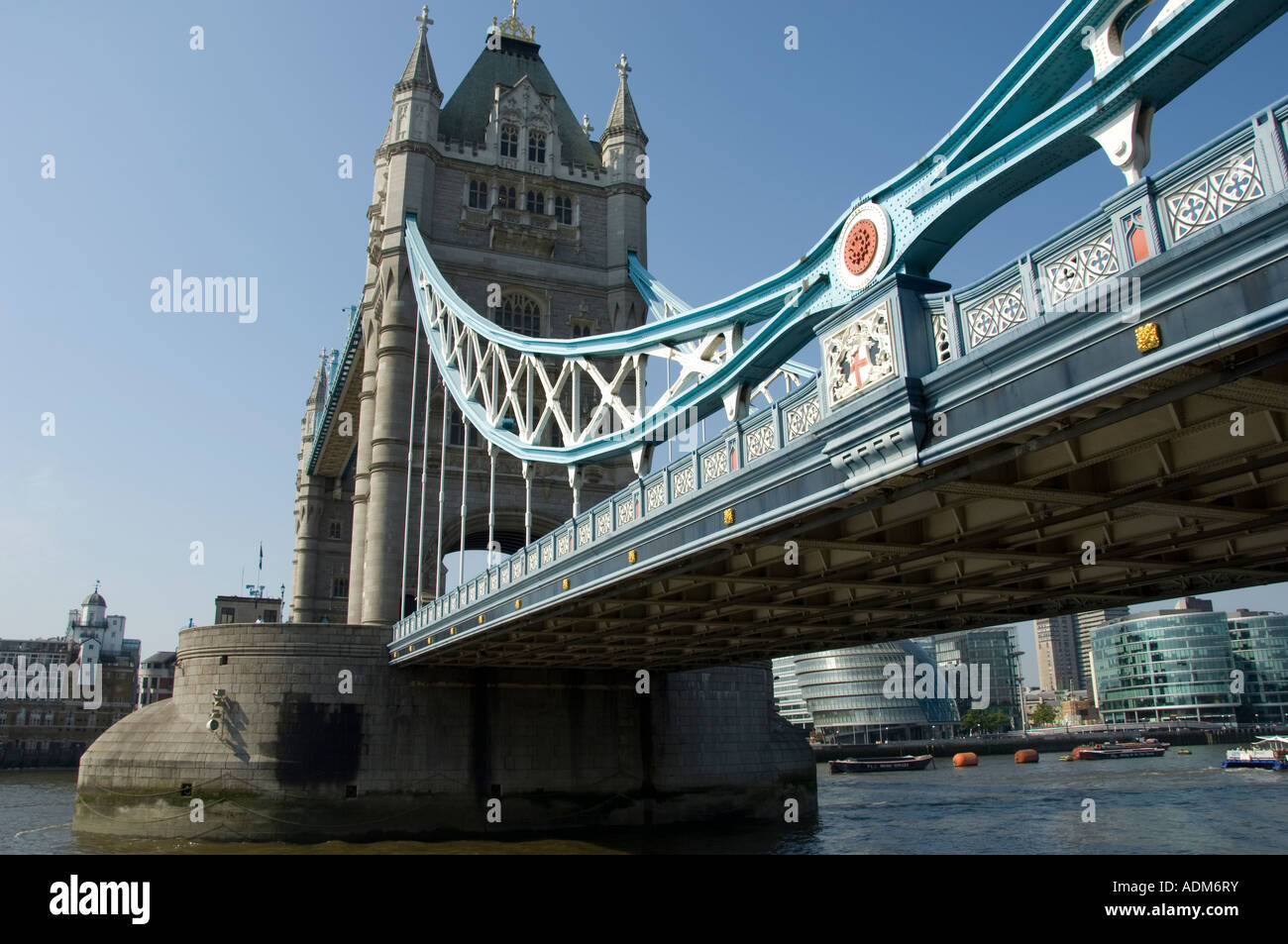 view of tower bridge from underneath, London Stock Photo - Alamy