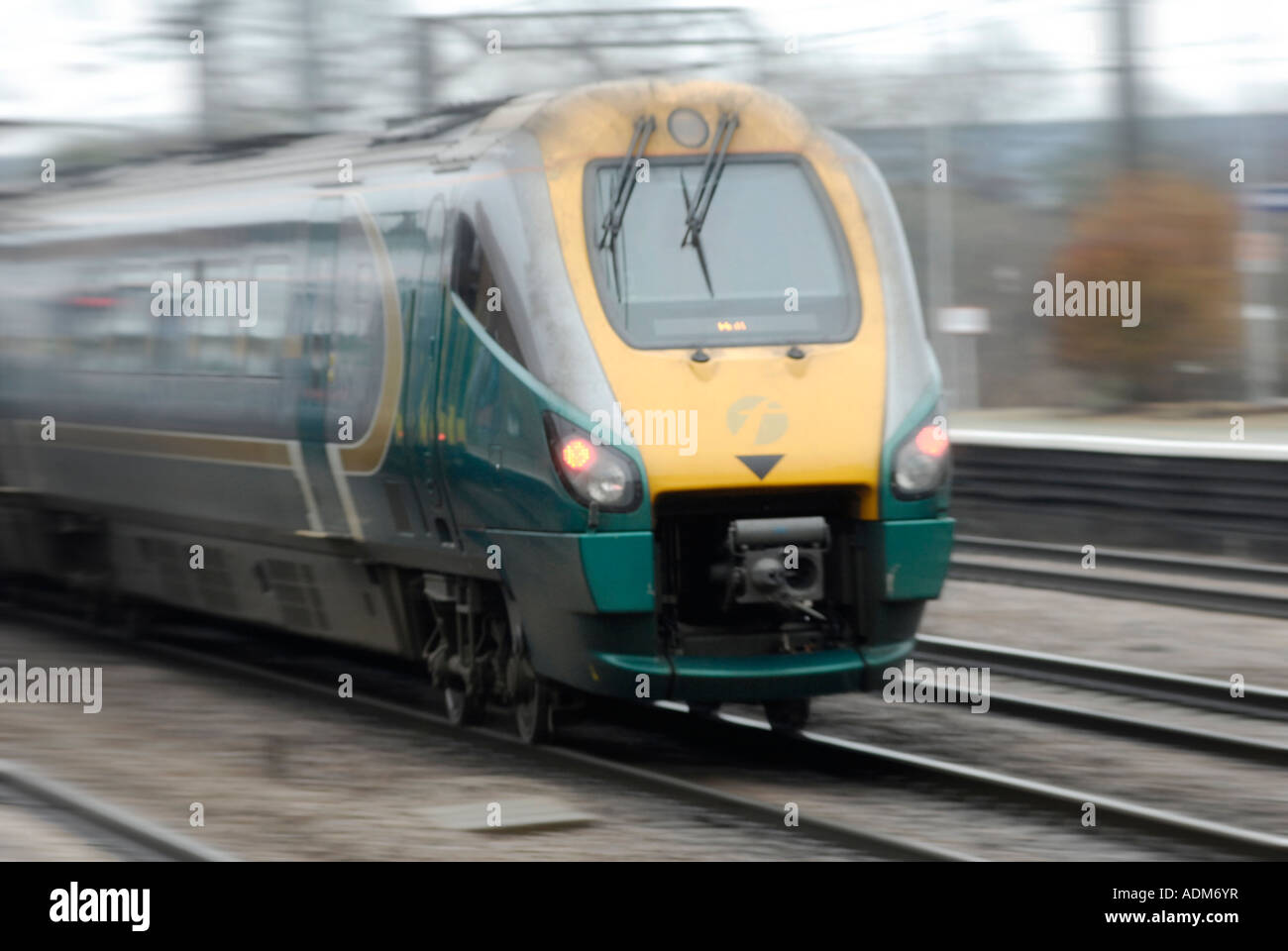 Hull trains class 222 train passing a railway station at high speed in ...