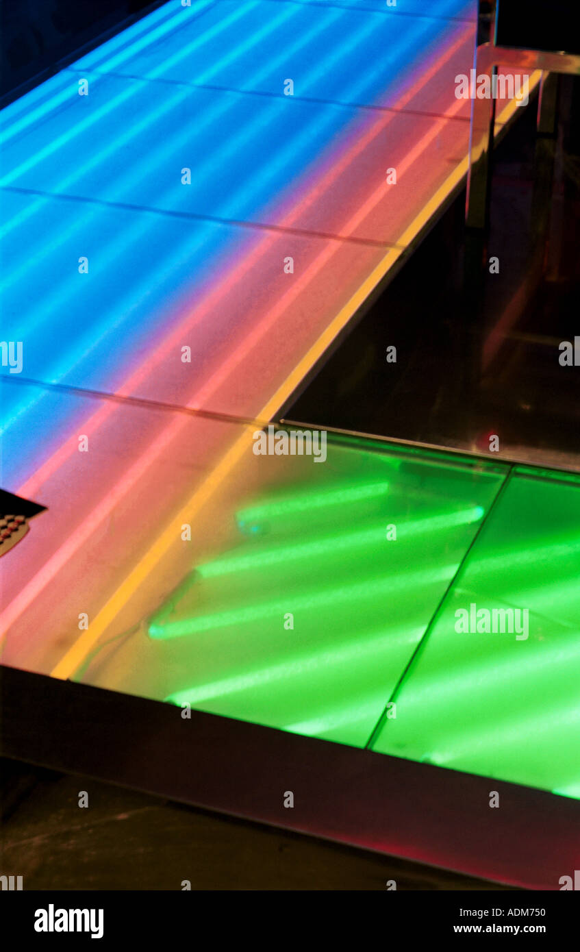 colourful neon lights floor Stock Photo - Alamy