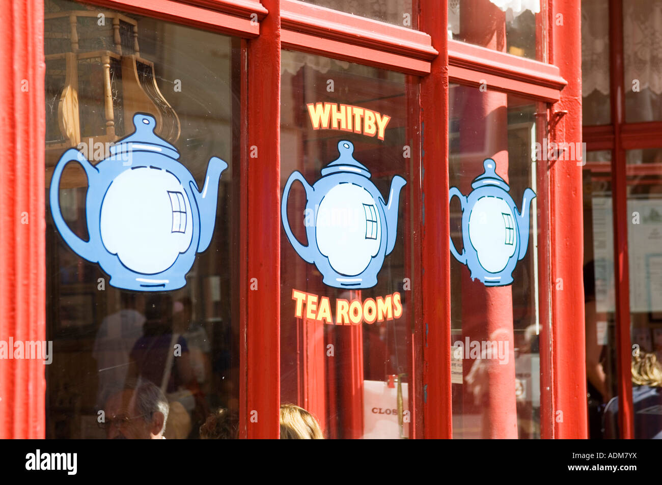 Front window of tea rooms in Whitby,North Yorkshire Stock Photo - Alamy