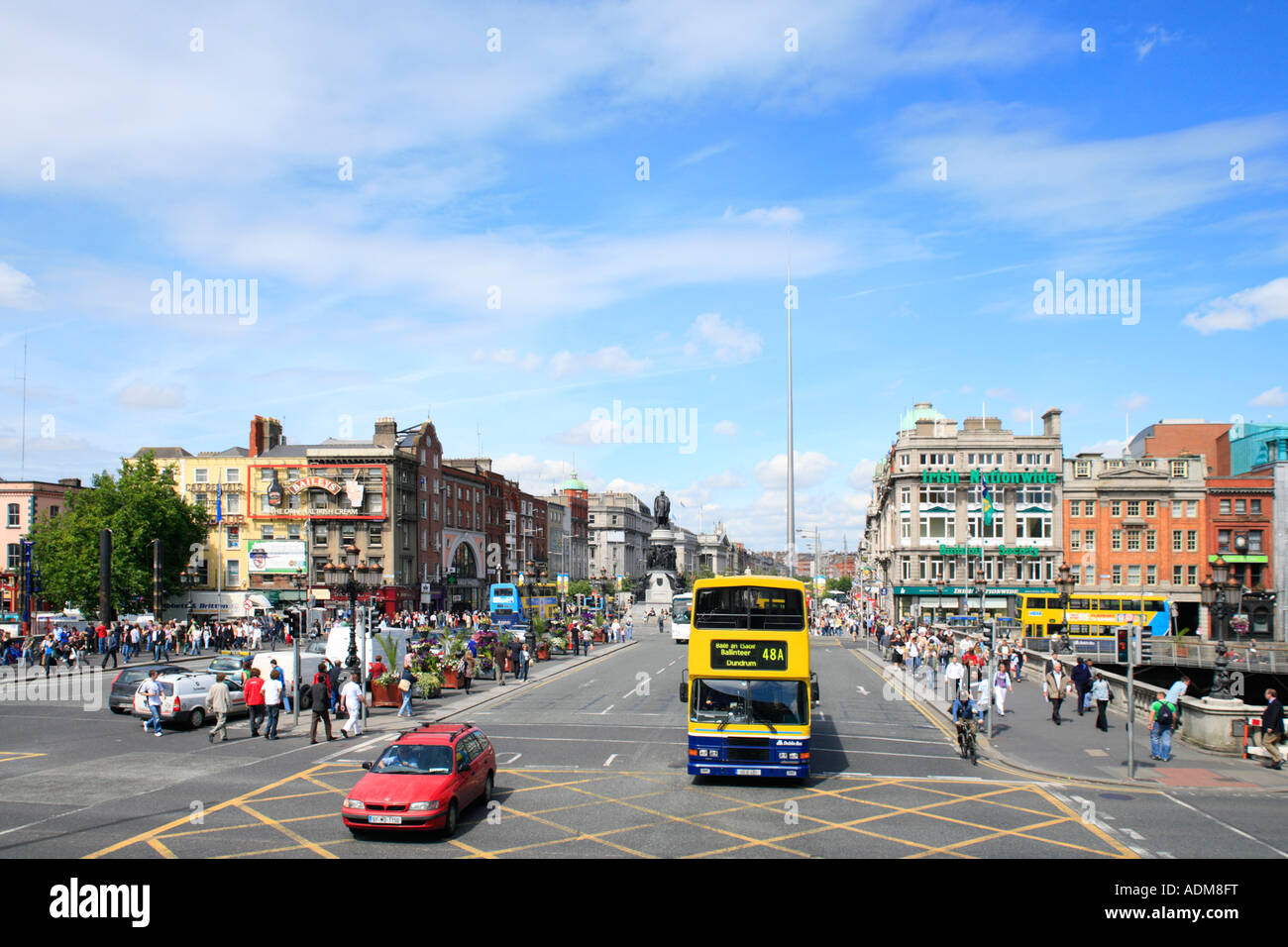 O´Connell Bridge and O´Connell Street in Dublin in Ireland Stock Photo ...