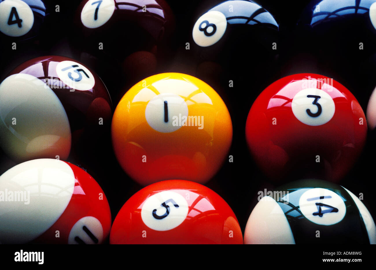 Rows of pool balls Stock Photo - Alamy