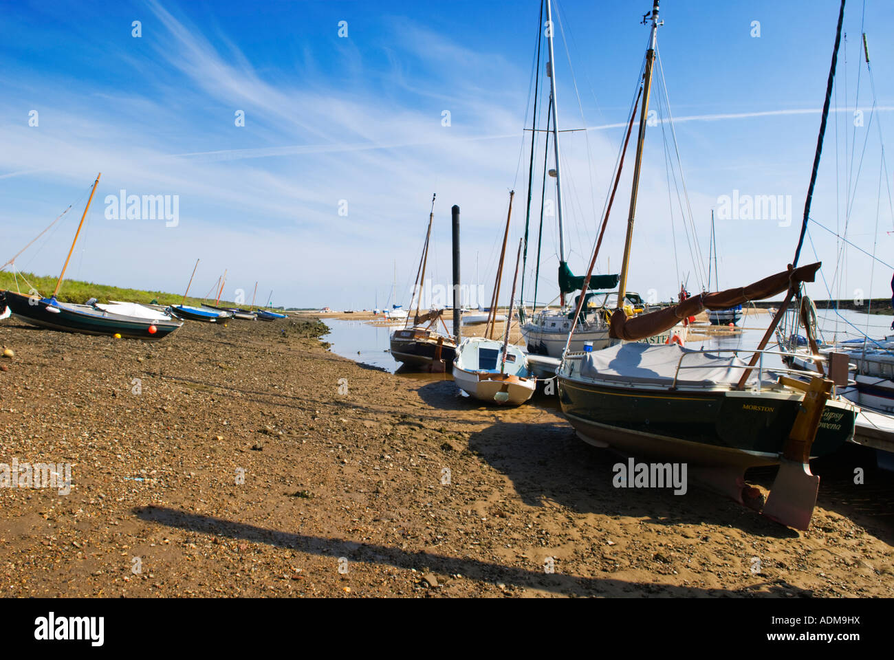 Yachts Sailing Boats A Deep Blue Sky Thin High Clouds On A Hot Summers ...